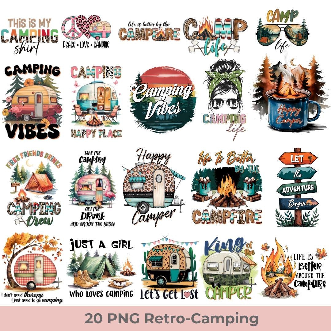 Retro Camping Png Bundle, Camp Life Png, Adventure Shirt Png, Happy ...