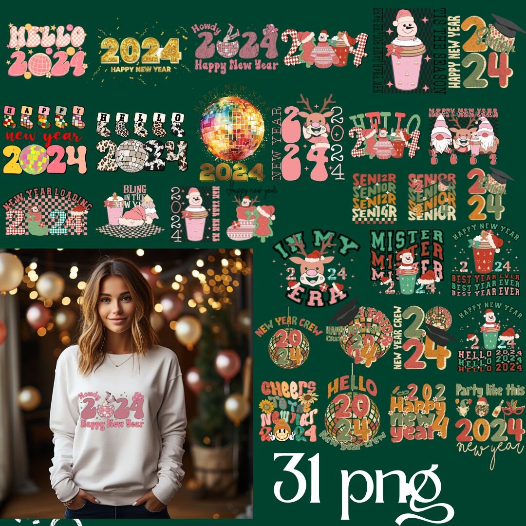 Happy New Year 2024 Png, Retro New Year Png, Disco Ball New Year's Png ...
