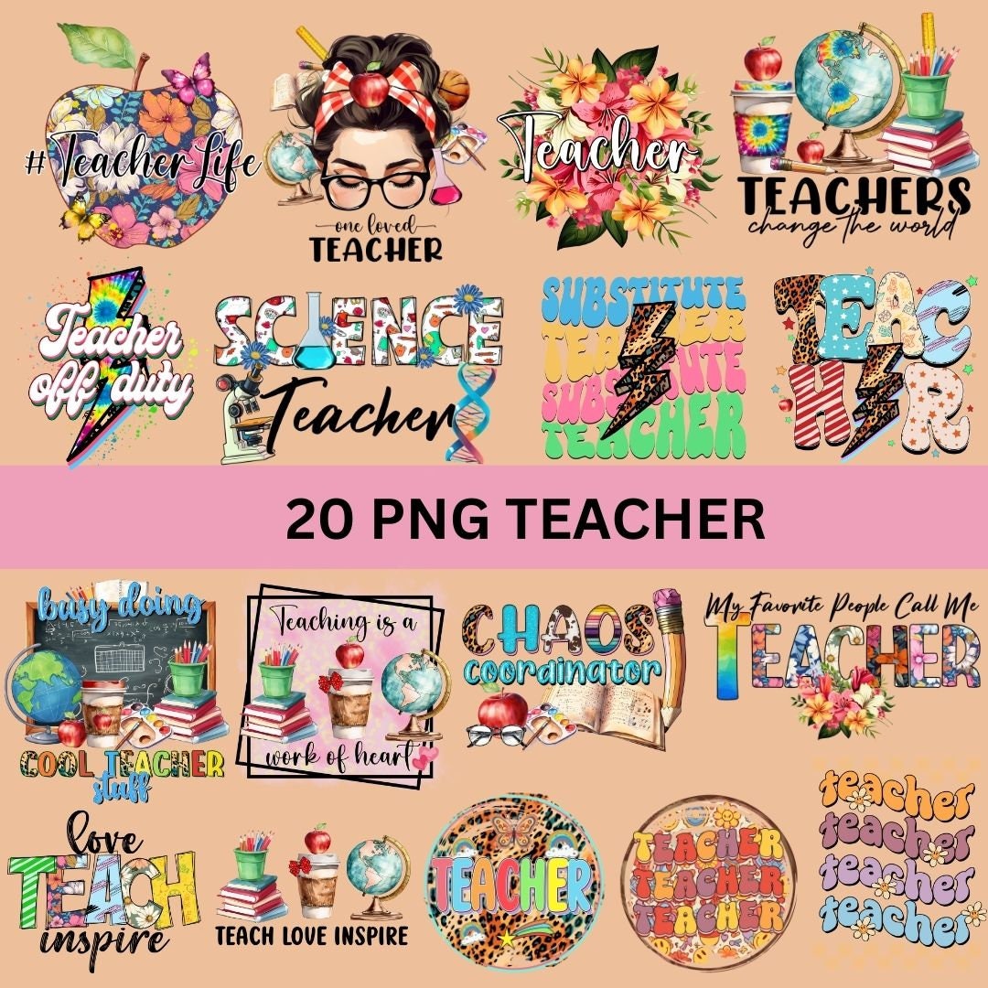 Teachers Sublimation Bundle Png, Teacher's Day Png, Back to School Png ...