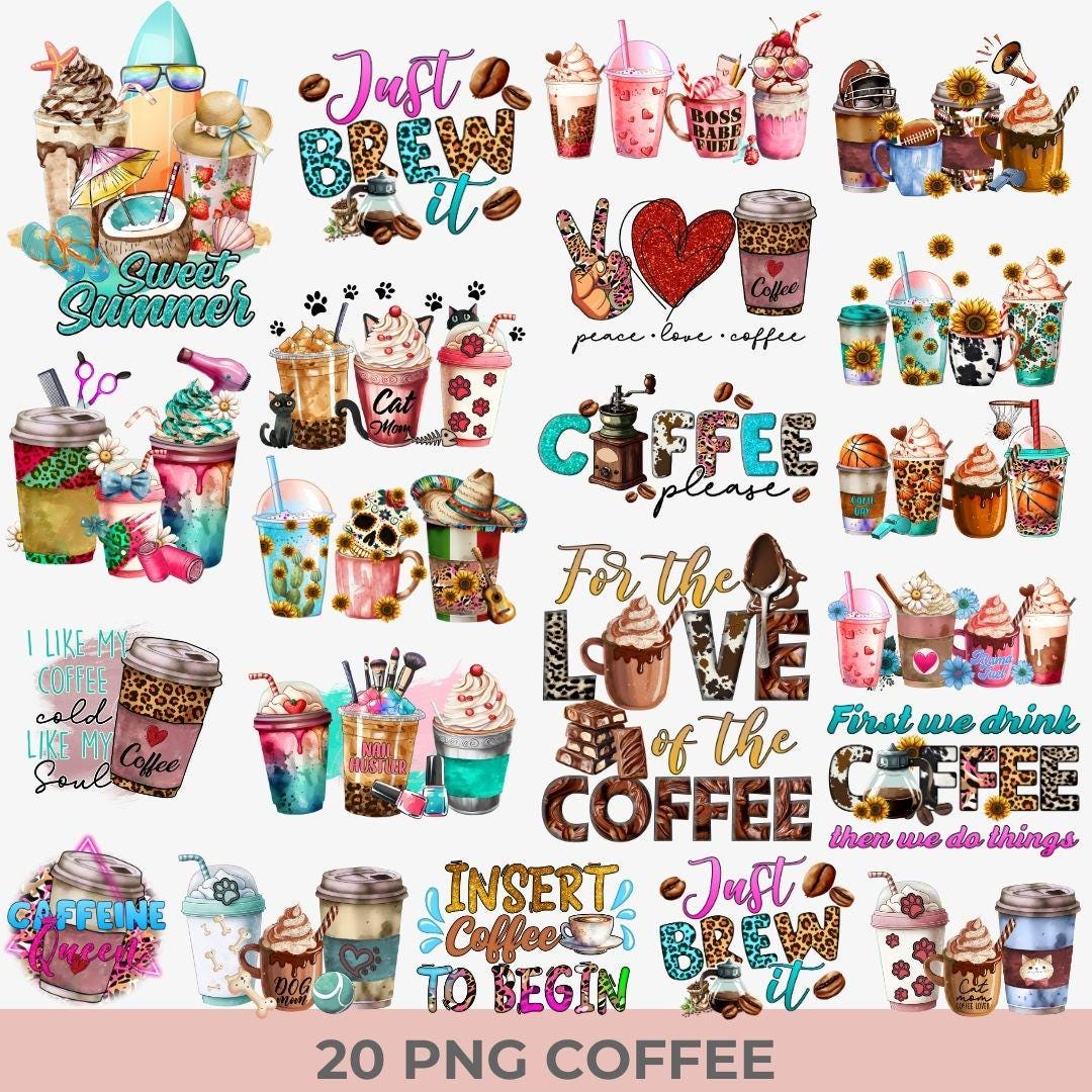 Coffee Png Sublimation, Iced Coffee Png Bundle, Coffee Lover Shirt Png ...