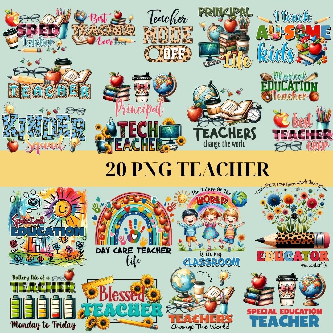 Retro Teacher Bundle Png, Teacher's Day Png, Back to School Png ...
