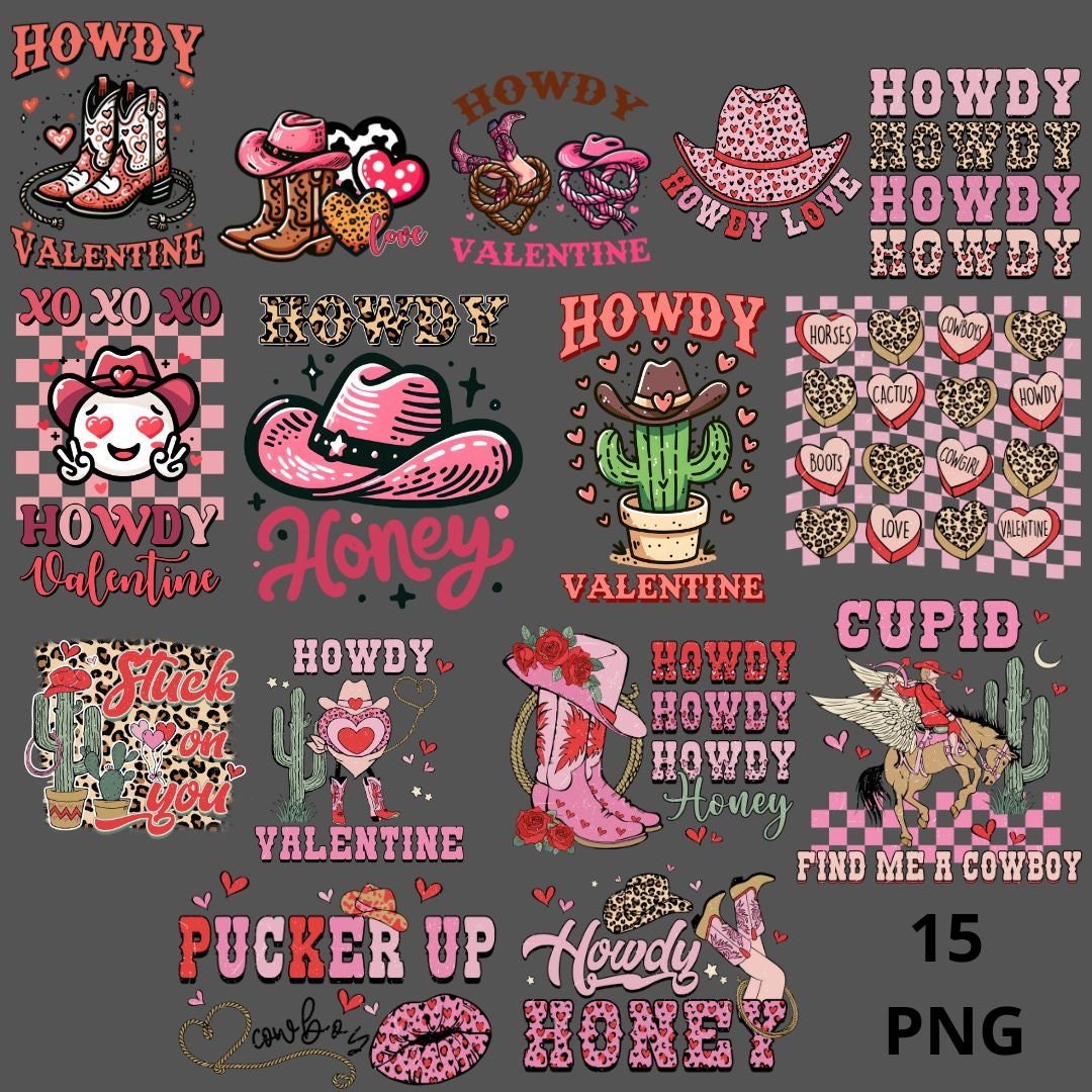 Western Valentine Png Bundle, Cowgirl Valentine Png, Funny Valentines ...