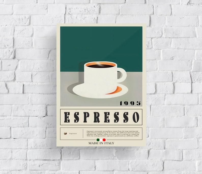Espresso Poster Coffee Print Italian Coffee Retro Poster - Etsy
