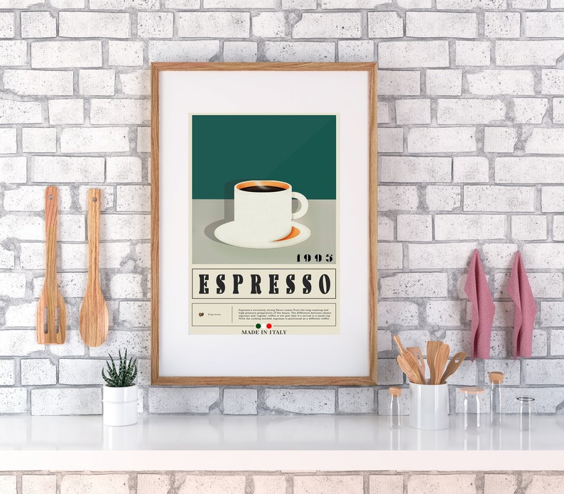 Espresso Poster Coffee Print Italian Coffee Retro Poster - Etsy