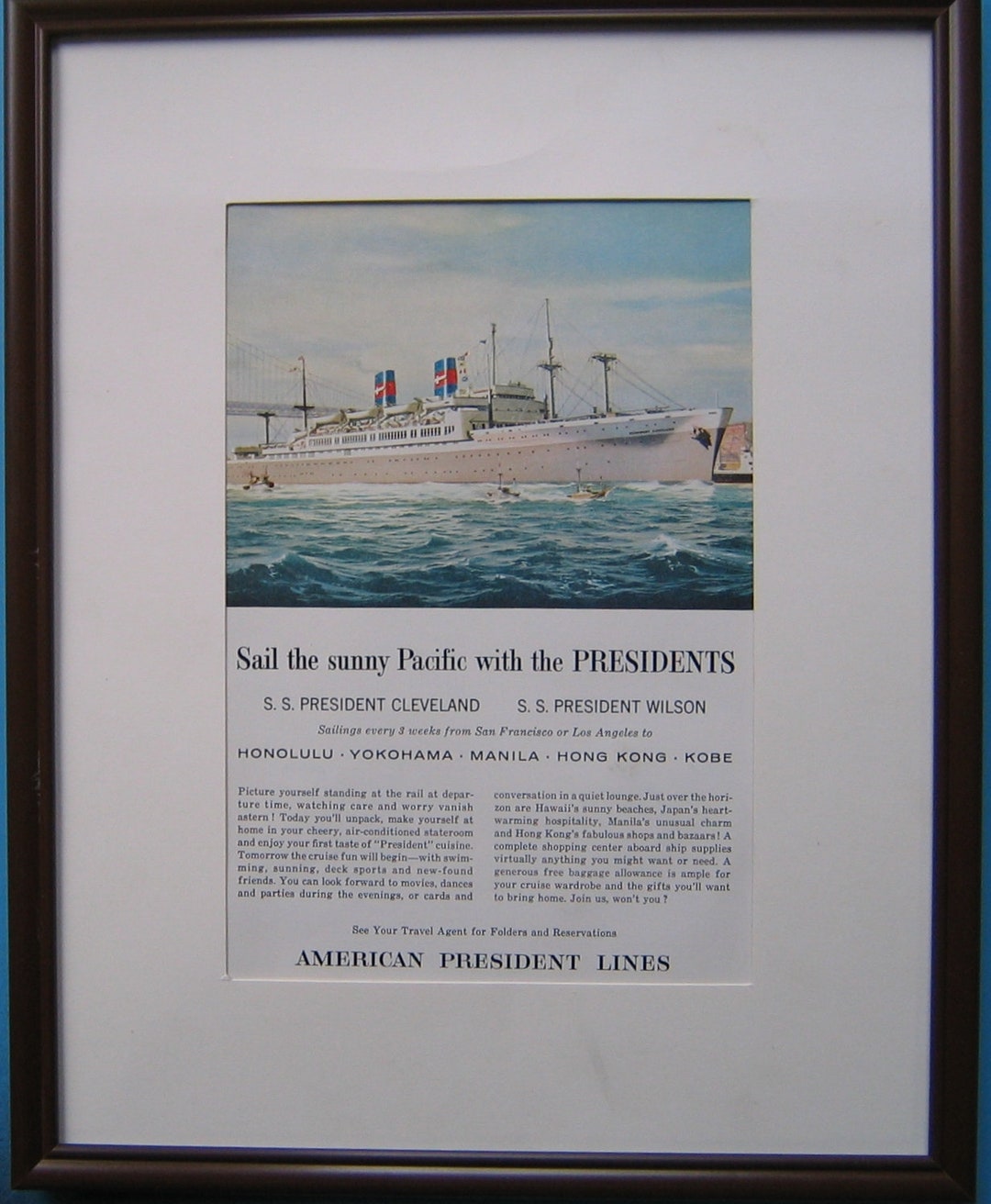 Vintage 1956 American President Lines Advertisement in A New - Etsy