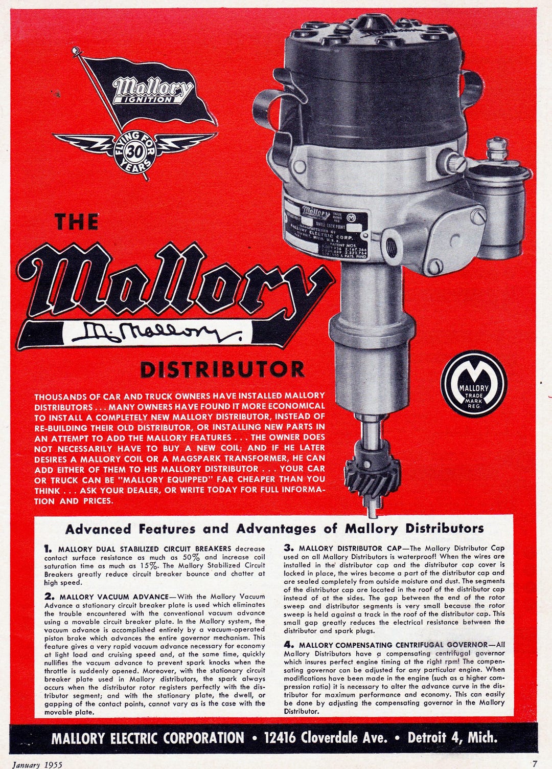 Vintage 1954 Mallory Electric Advertisement in A New Wall Mount Glass ...