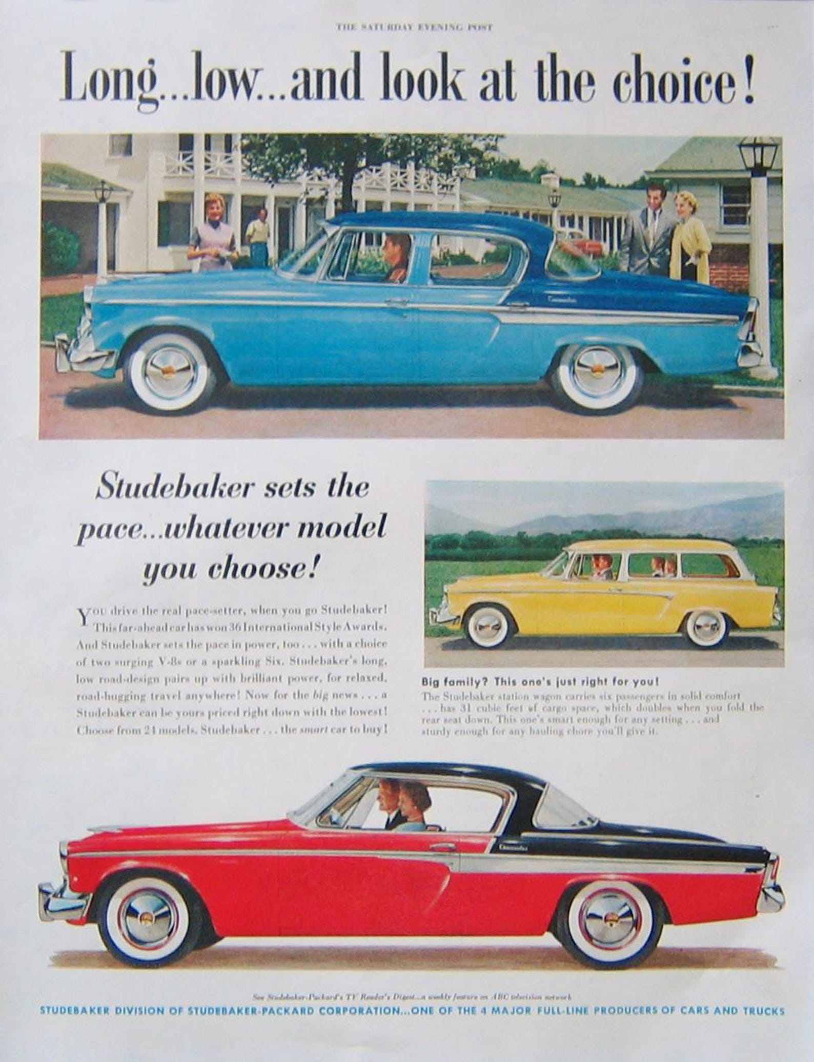 Vintage 1955 Studebaker Advertisement in A New Wall Mount Glass Pane ...