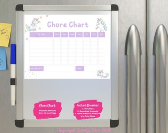 Unicorn Printable Chores Chart, Chore Chart for Kids, Kids Chore Chart ...