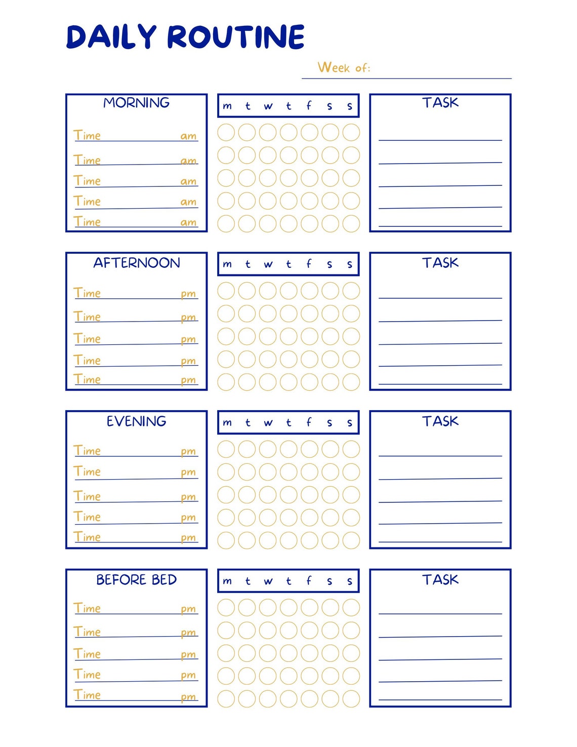 Printable Daily Routine Chart, Kids Chore Chart, Daily Routine Chart ...