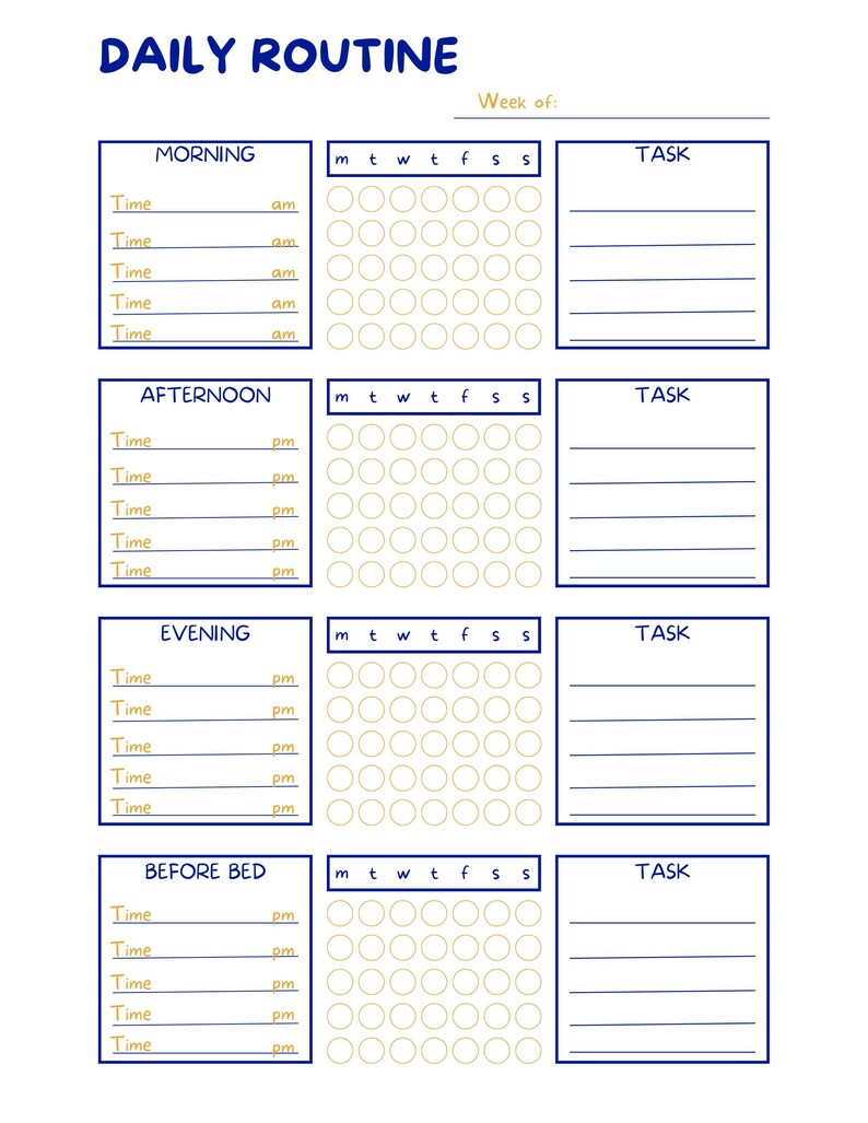 Printable Daily Routine Chart, Kids Chore Chart, Daily Routine Chart ...