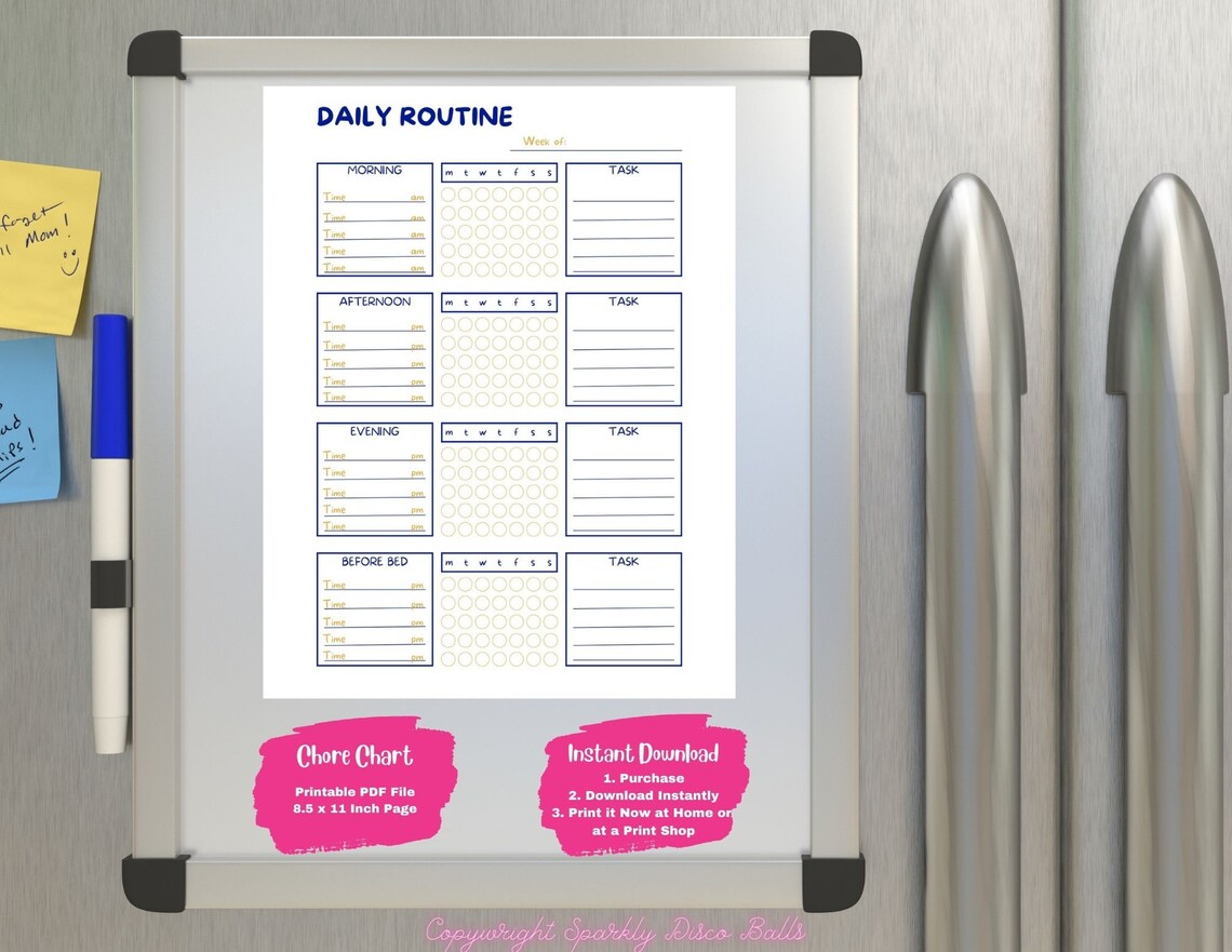Printable Daily Routine Chart Kids Chore Chart Daily Routine - Etsy