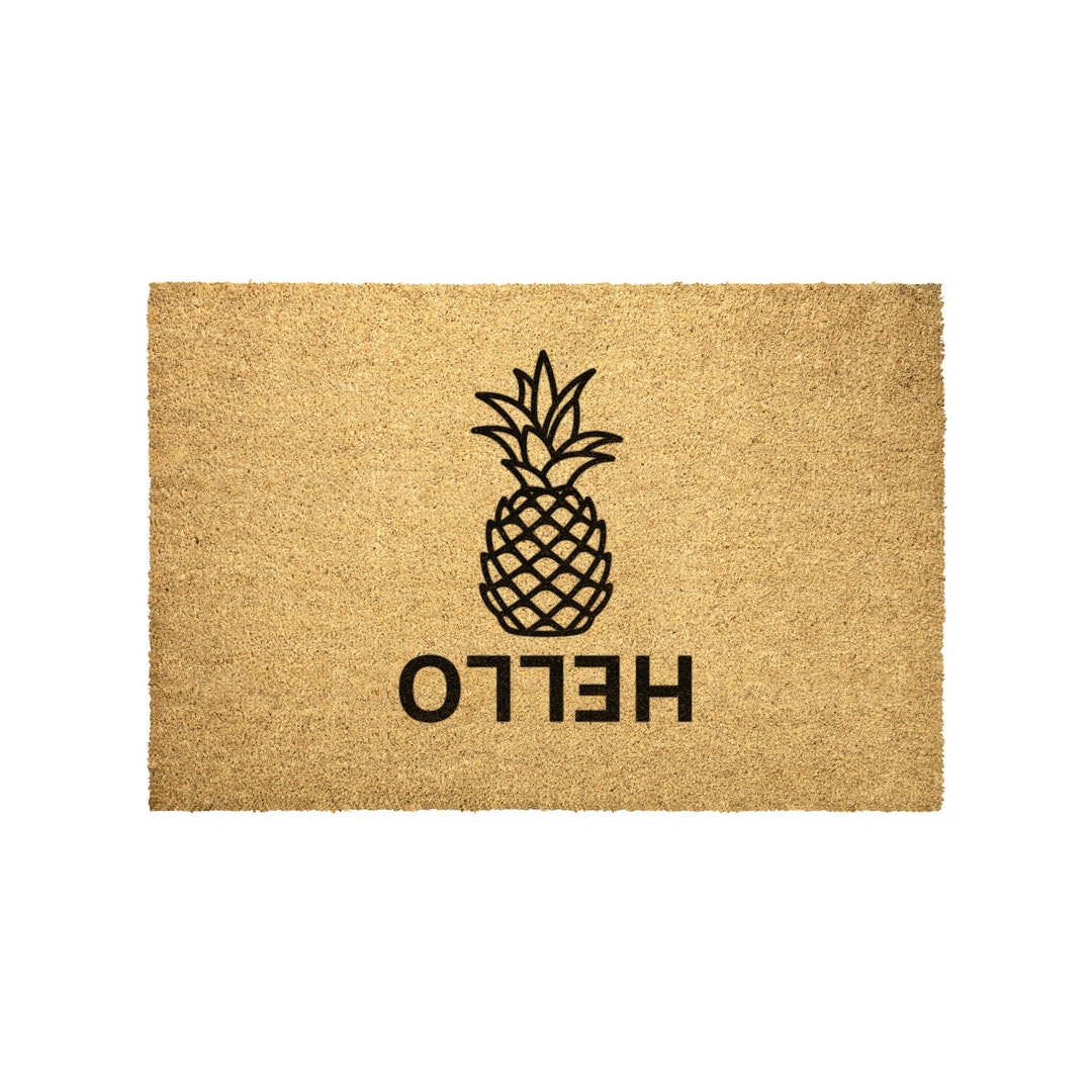 Hello Upside Down Pineapple Doormat, Welcome Mat, Playful Porch Mat ...