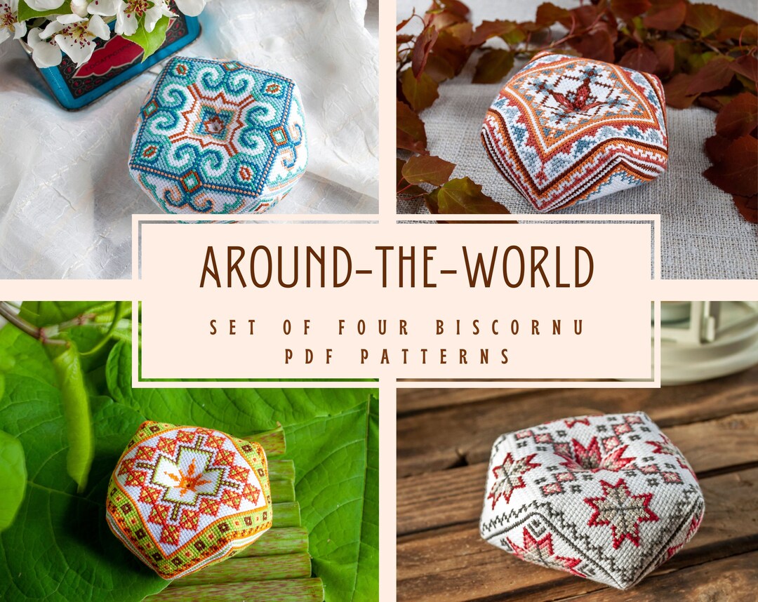 Cross Stitch Patterns Around-the-world Biscornu Set PDF - Etsy