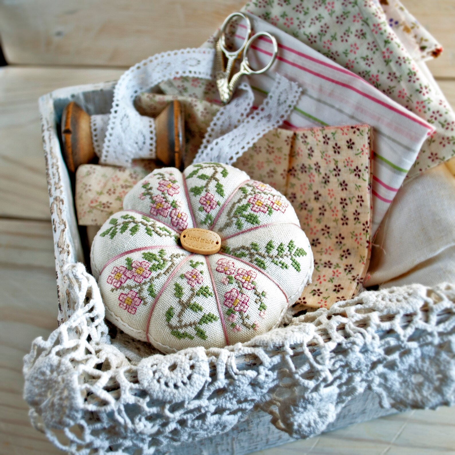 Cross Stitch Pattern Round Pincushion Spring Blossom PDF - Etsy