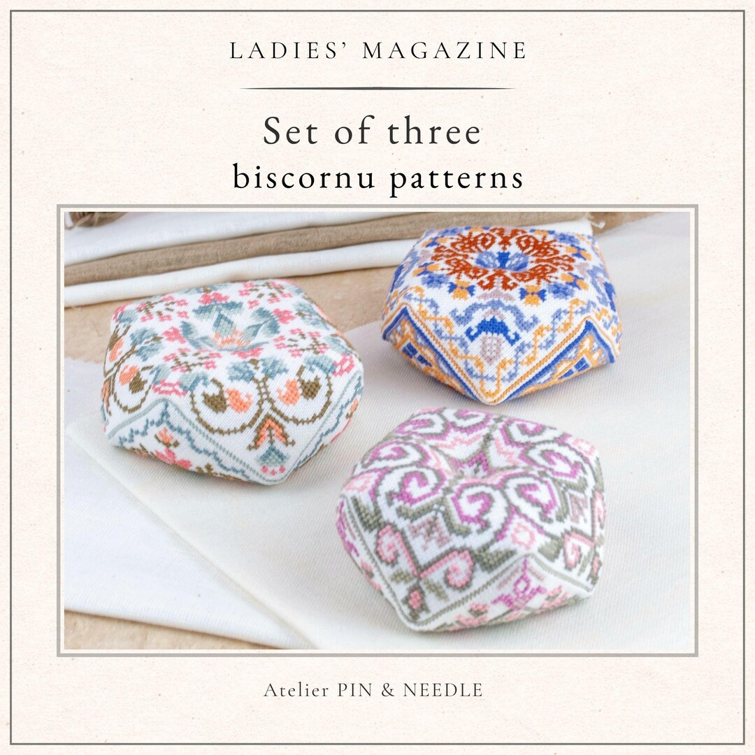 Set of Three Biscornu Patterns PDF – Cross Stitch Pincushions – Ladies ...