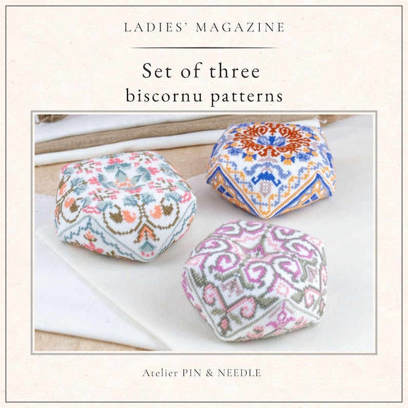 Set of Three Biscornu Patterns PDF – Cross Stitch Pincushions – Ladies ...