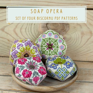 Cross Stitch Patterns Soap Opera Series Set of Four Biscornu Instant ...