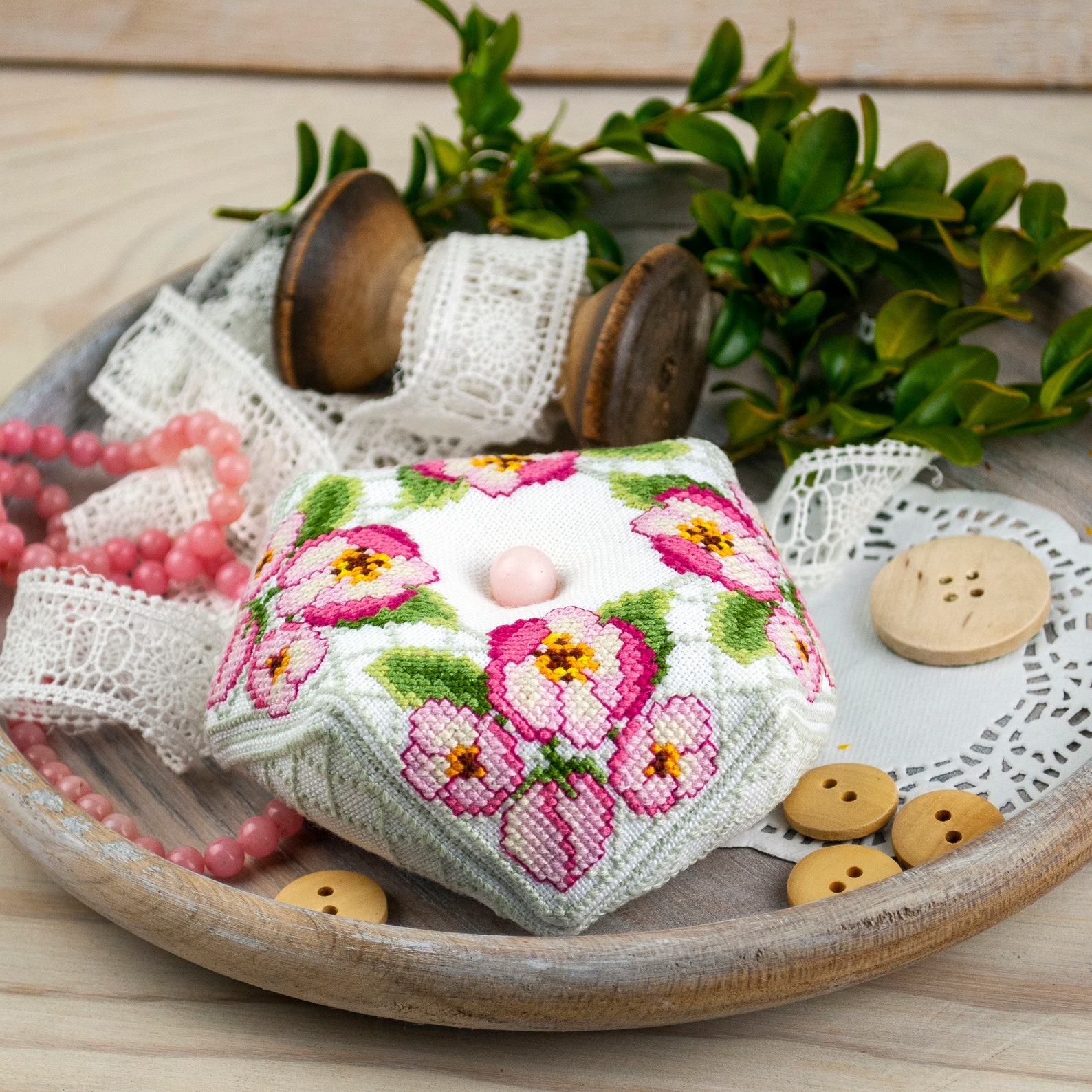 Set of Provence Style Cross Stitch Patterns Garden of Spring Biscornu ...