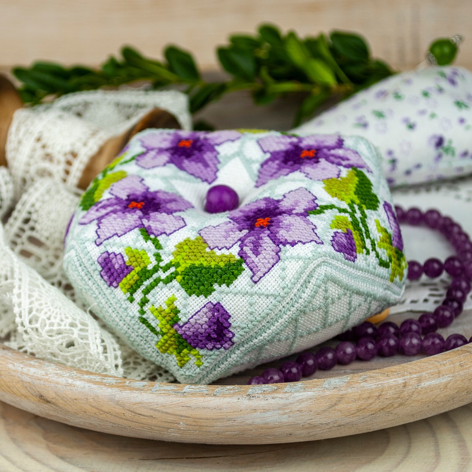Set of Provence Style Cross Stitch Patterns Garden of Spring Biscornu ...