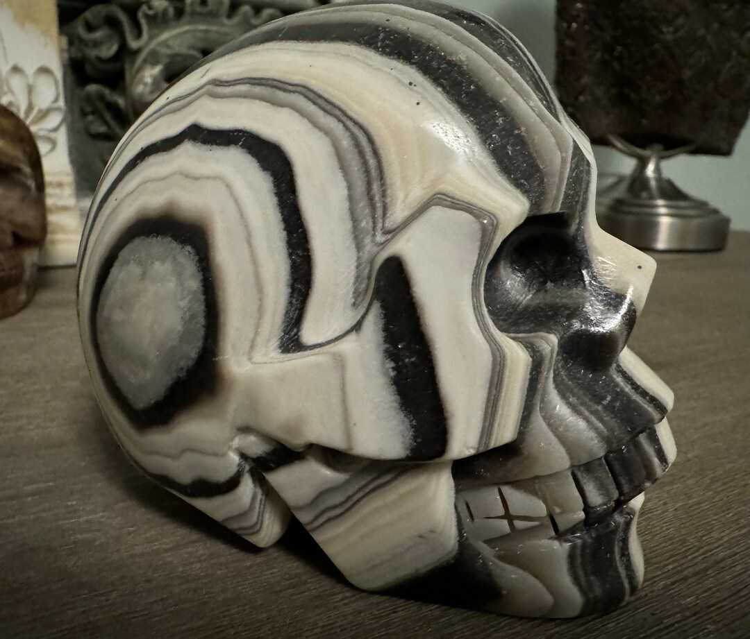 Zebra Calcite Crystal Skull - Etsy