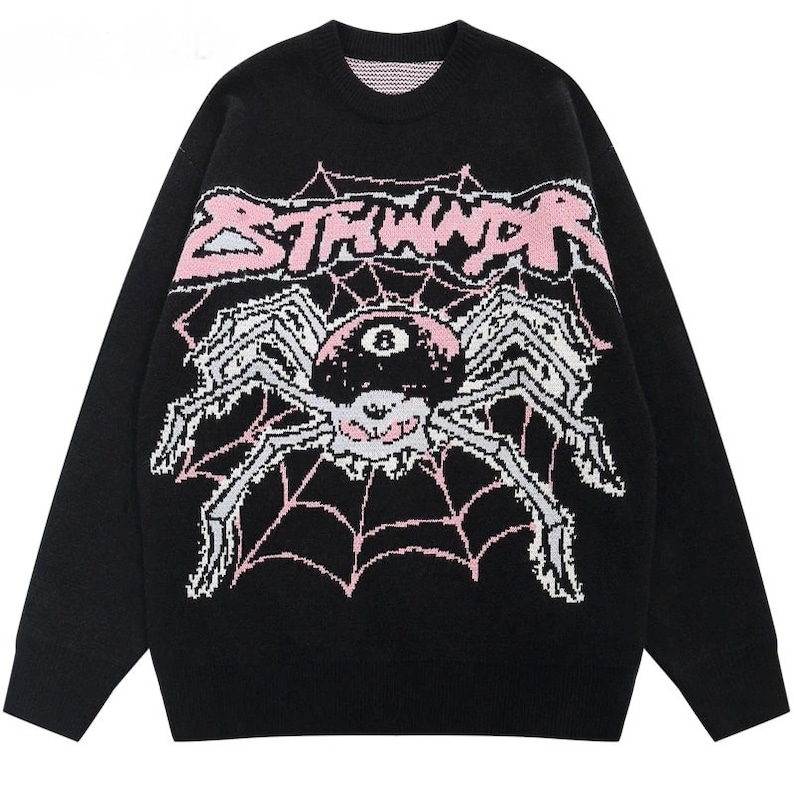 Knitted Unisex Loose Spider Sweater Grunge Streetwear Retro - Etsy