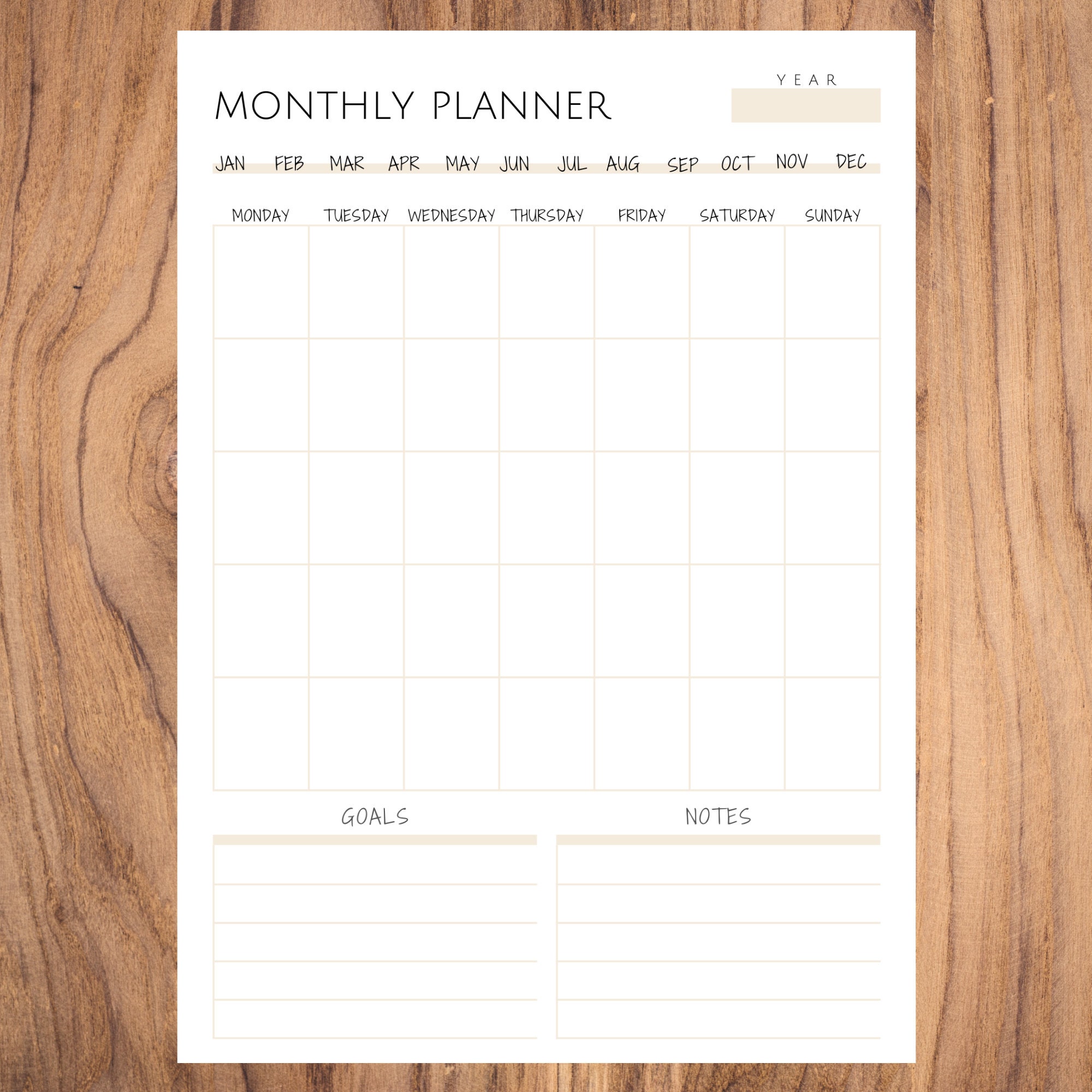 Monthly Planner Printable 2023 Simple Monthly Planner Printable Online ...