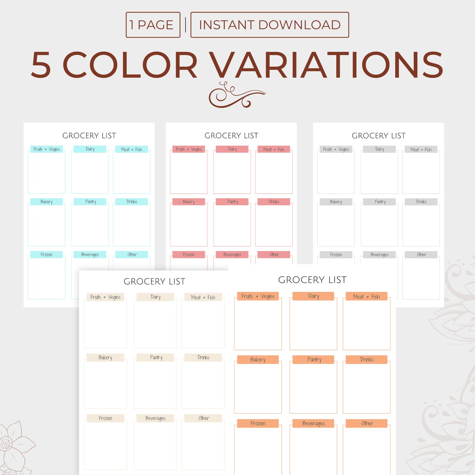 Grocery Checklist Planner Printable - Printable Grocery List Planner ...