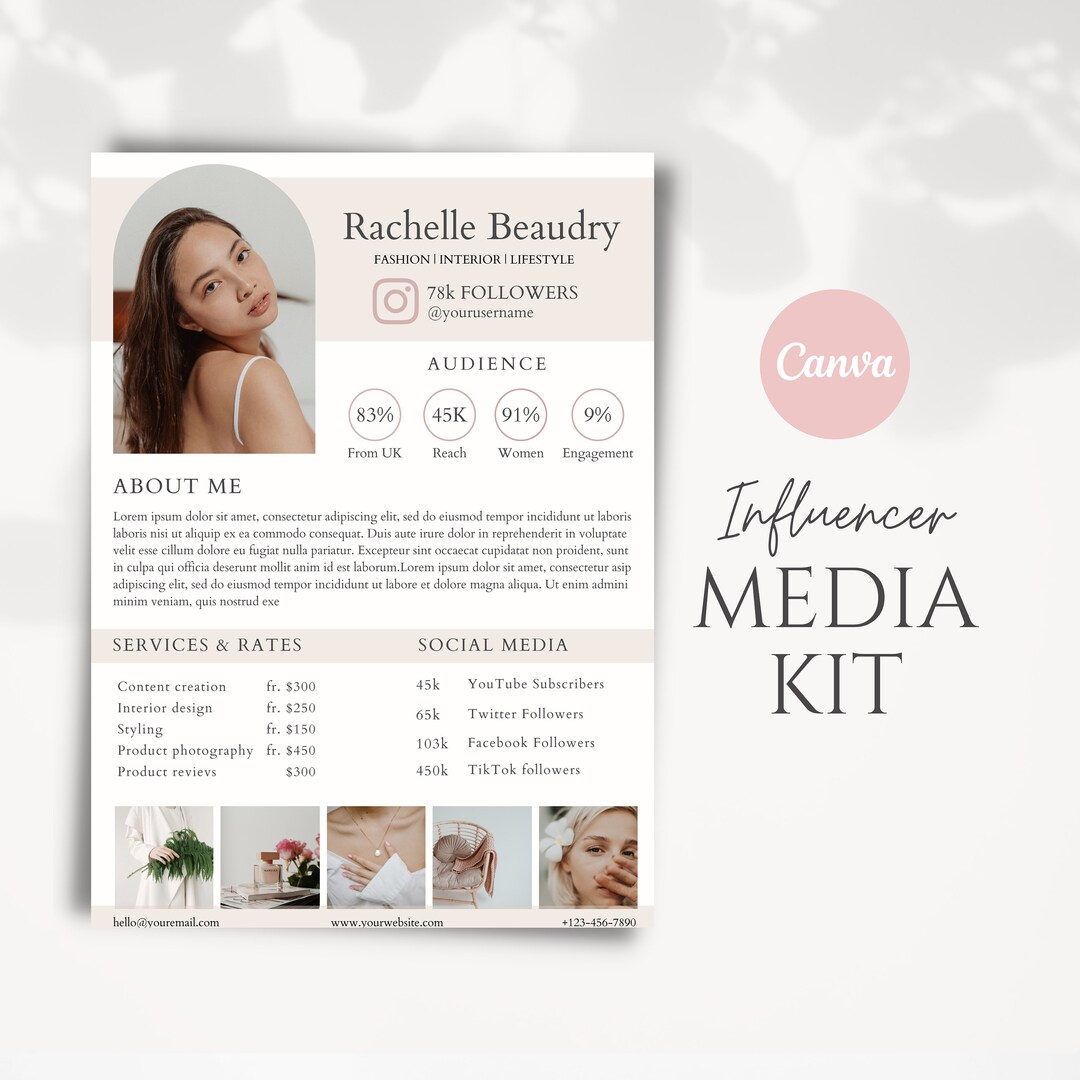 Media Kit Template | Influencer Media Kit Template | Social Media Kit ...