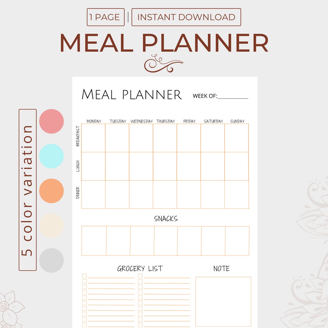 Weekly Meal Planner Printable - Weekly Printable Meal Planner ...