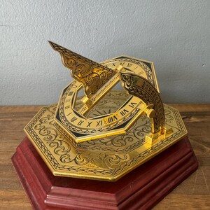 Brass Sundial and Wood Stand - Etsy