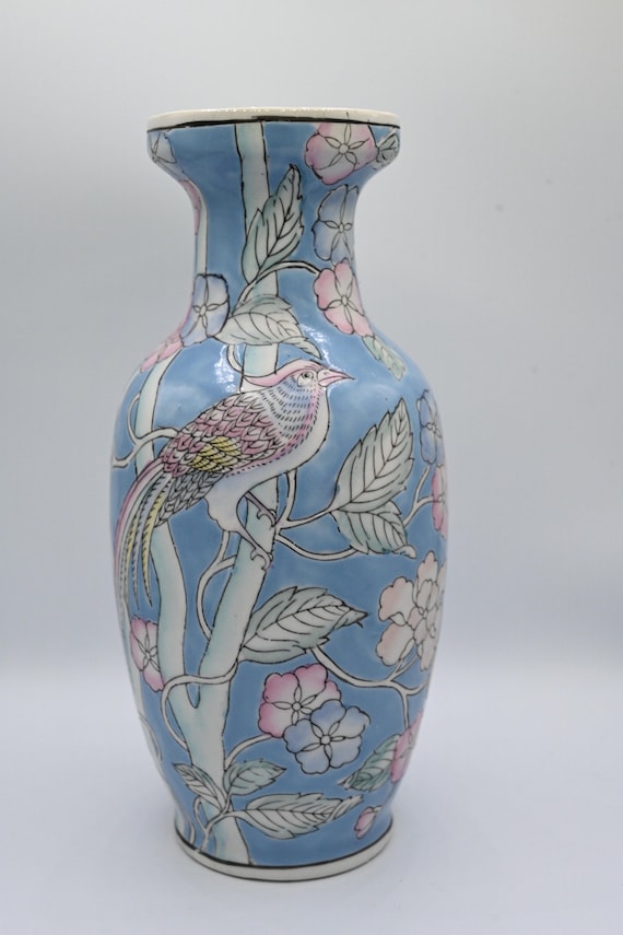 Enamel Blue Bird Vase - Etsy