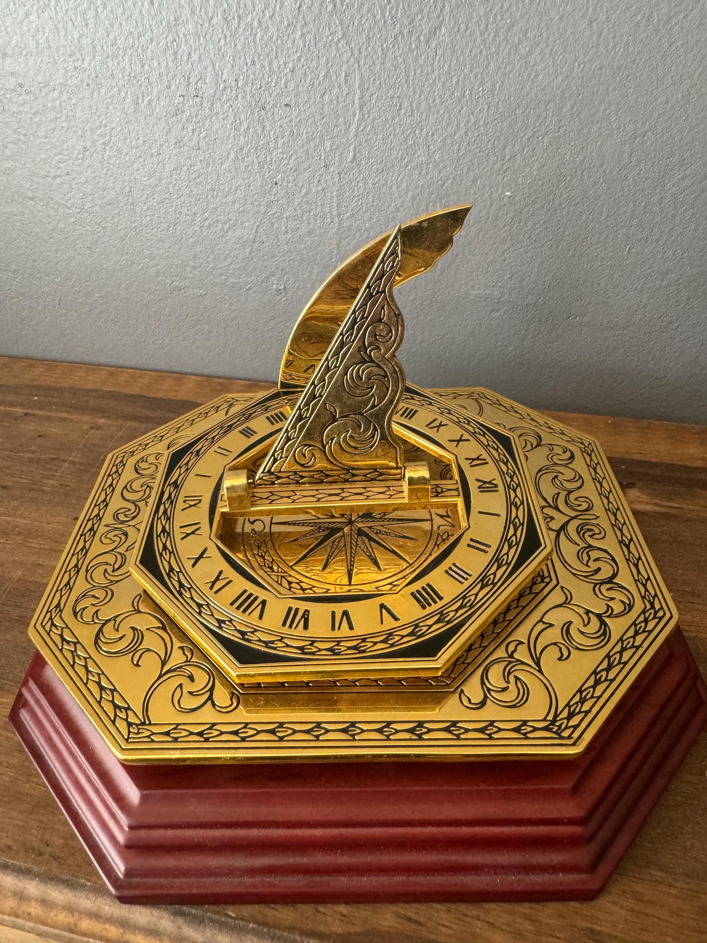 Brass Sundial and Wood Stand - Etsy