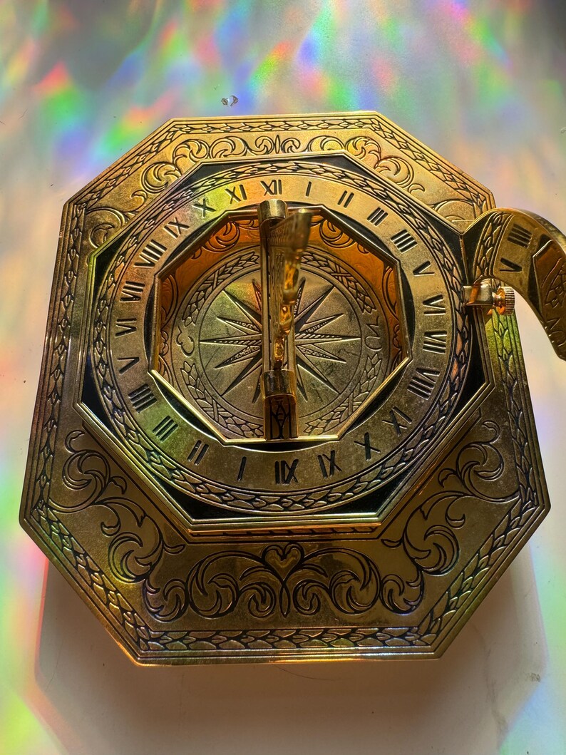 Brass Sundial and Wood Stand - Etsy