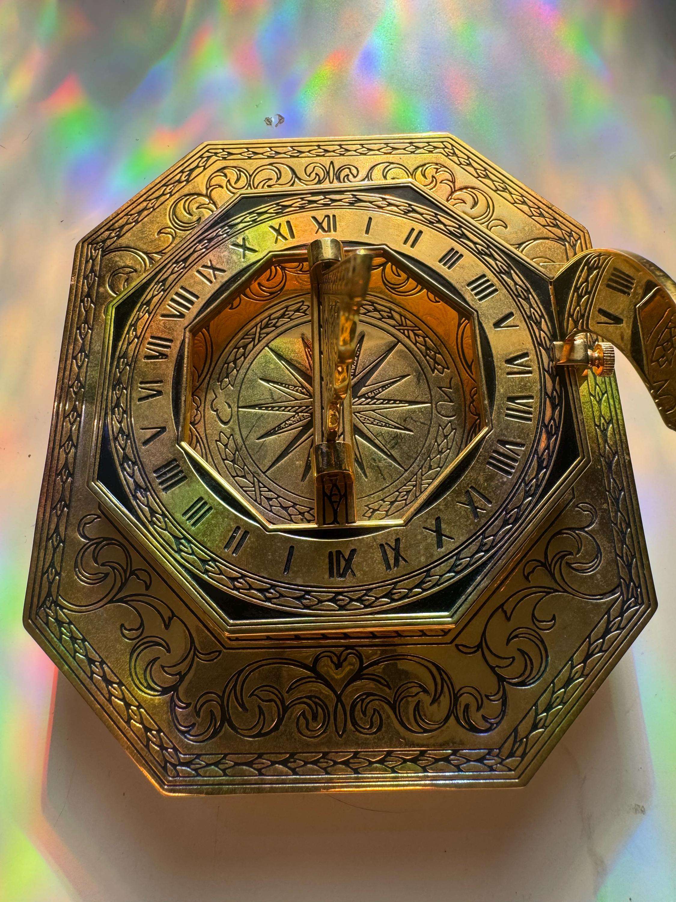 Brass Sundial and Wood Stand - Etsy