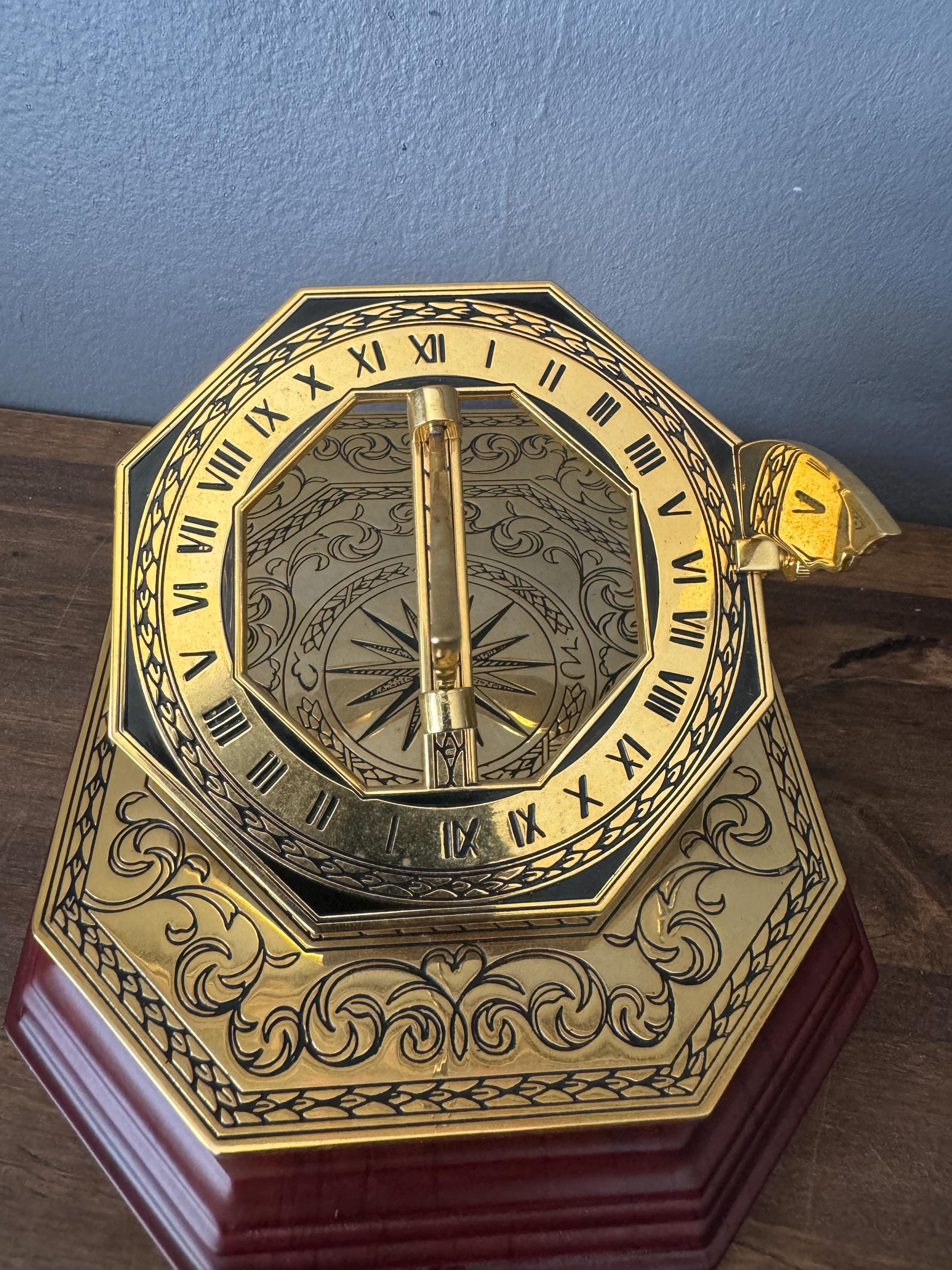 Brass Sundial and Wood Stand - Etsy