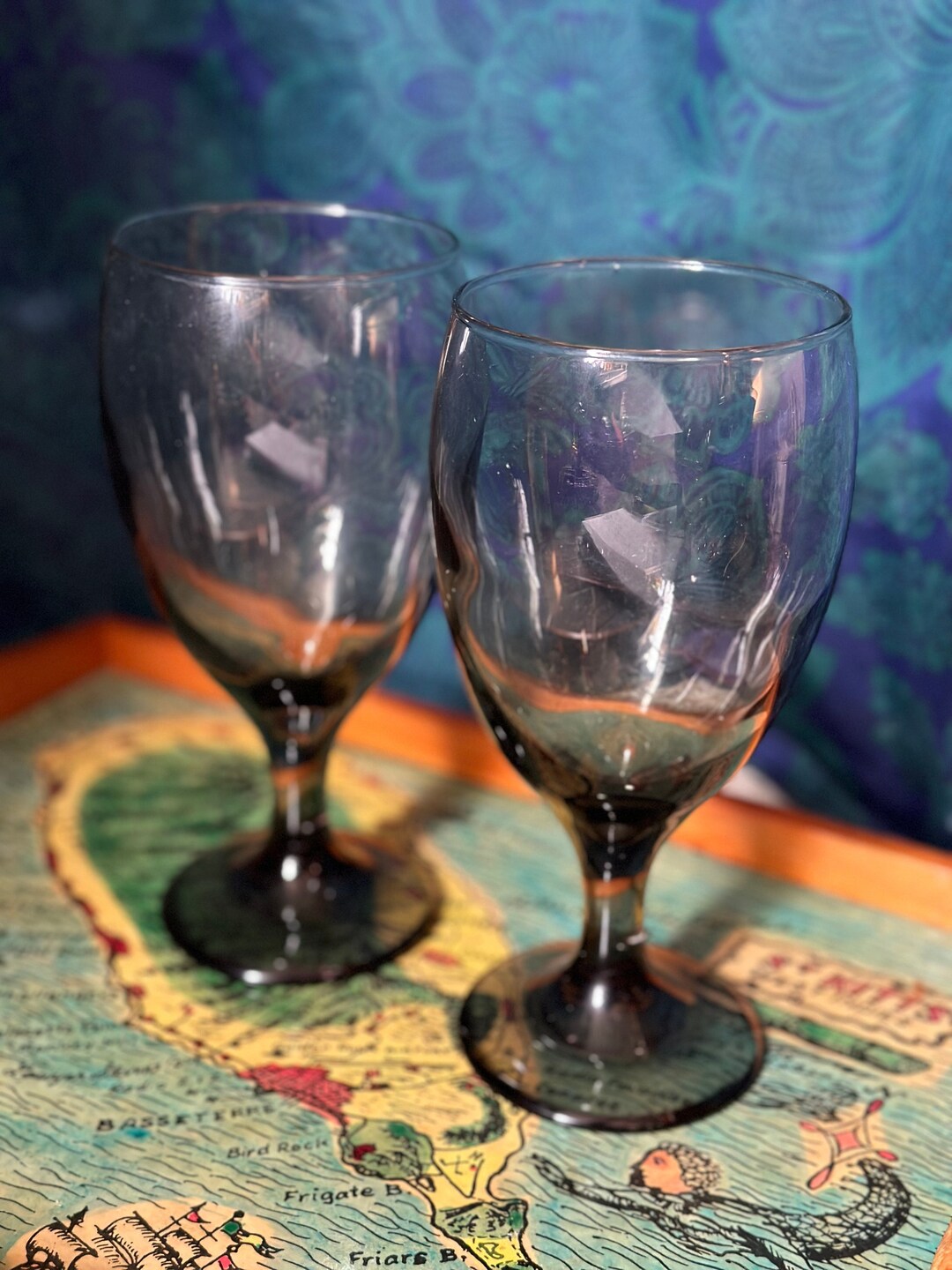 Libby Smoked Goblets XL Pair - Etsy