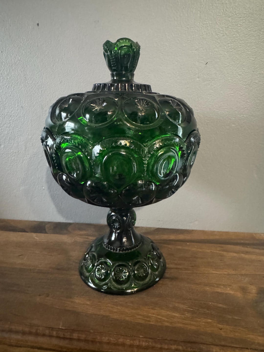 Vintage Hard to Find Color L.E. Smith Greenbrier Moon and Stars Compote ...