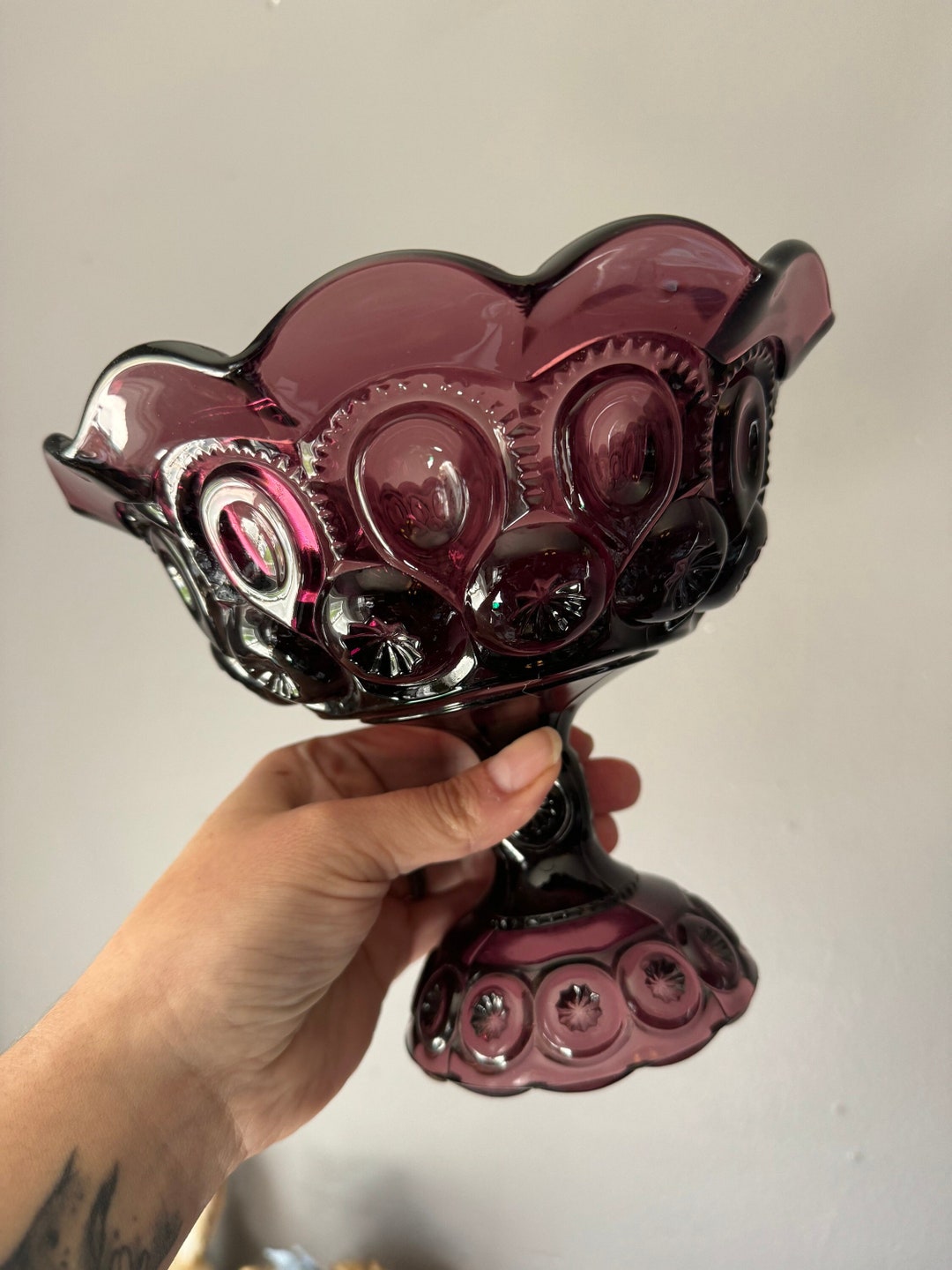 LE Smith Amethyst Moon and Star Ruffle Compote - Etsy