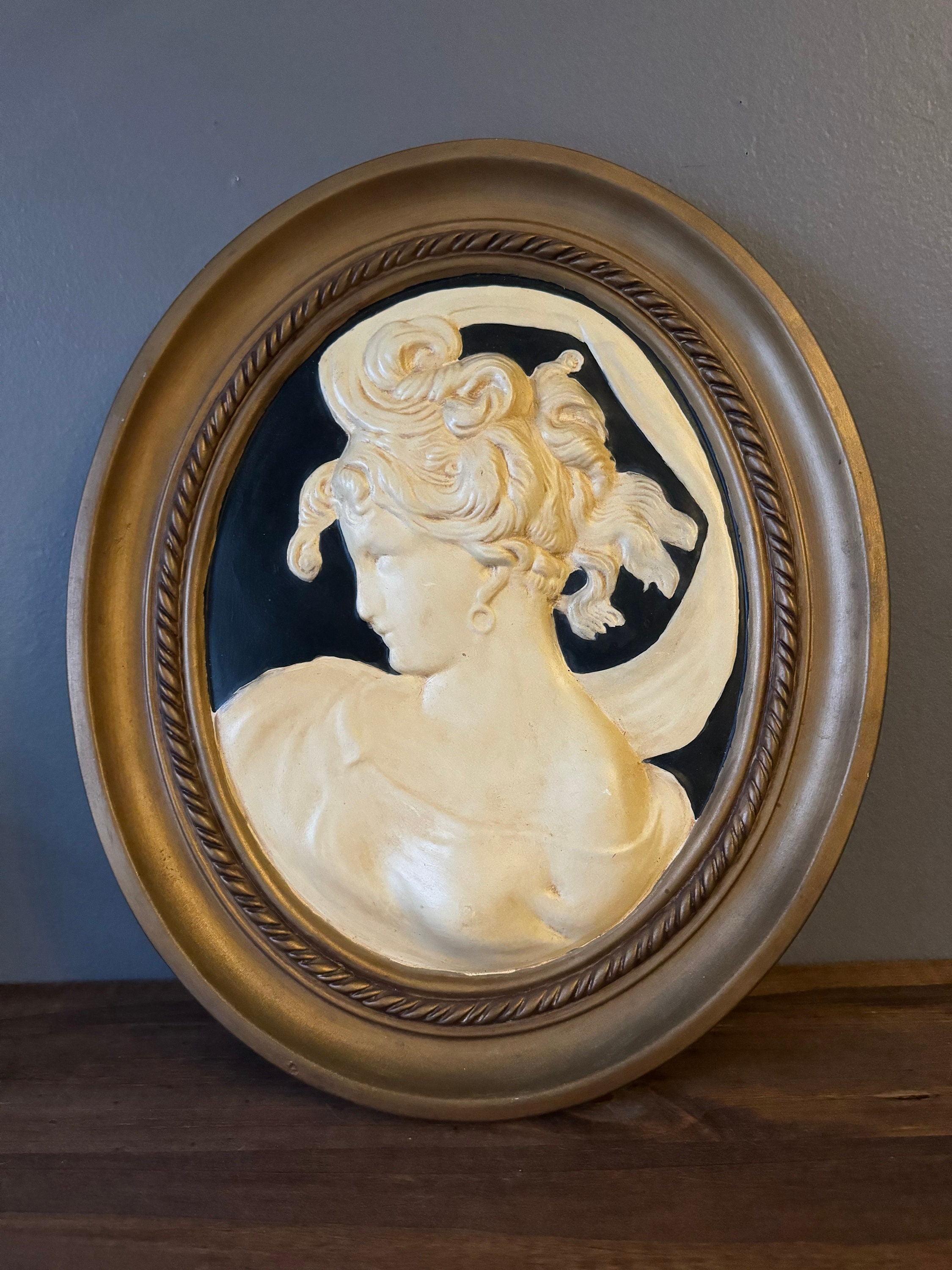 Stunning Chalkware Cameo Wall Plaque - Etsy