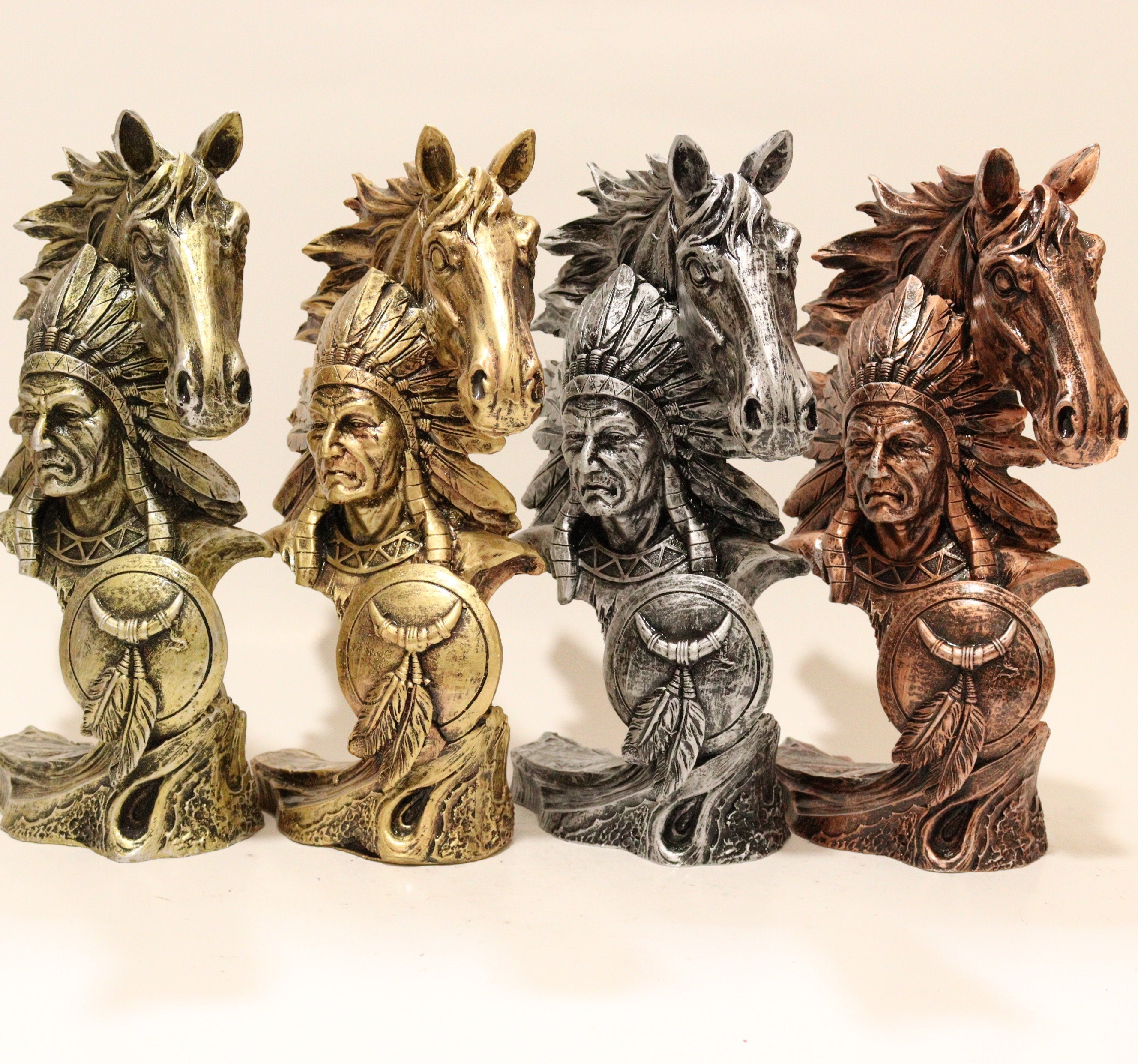 Native American Bust and Horse Native American statue and Horse 30CM ...