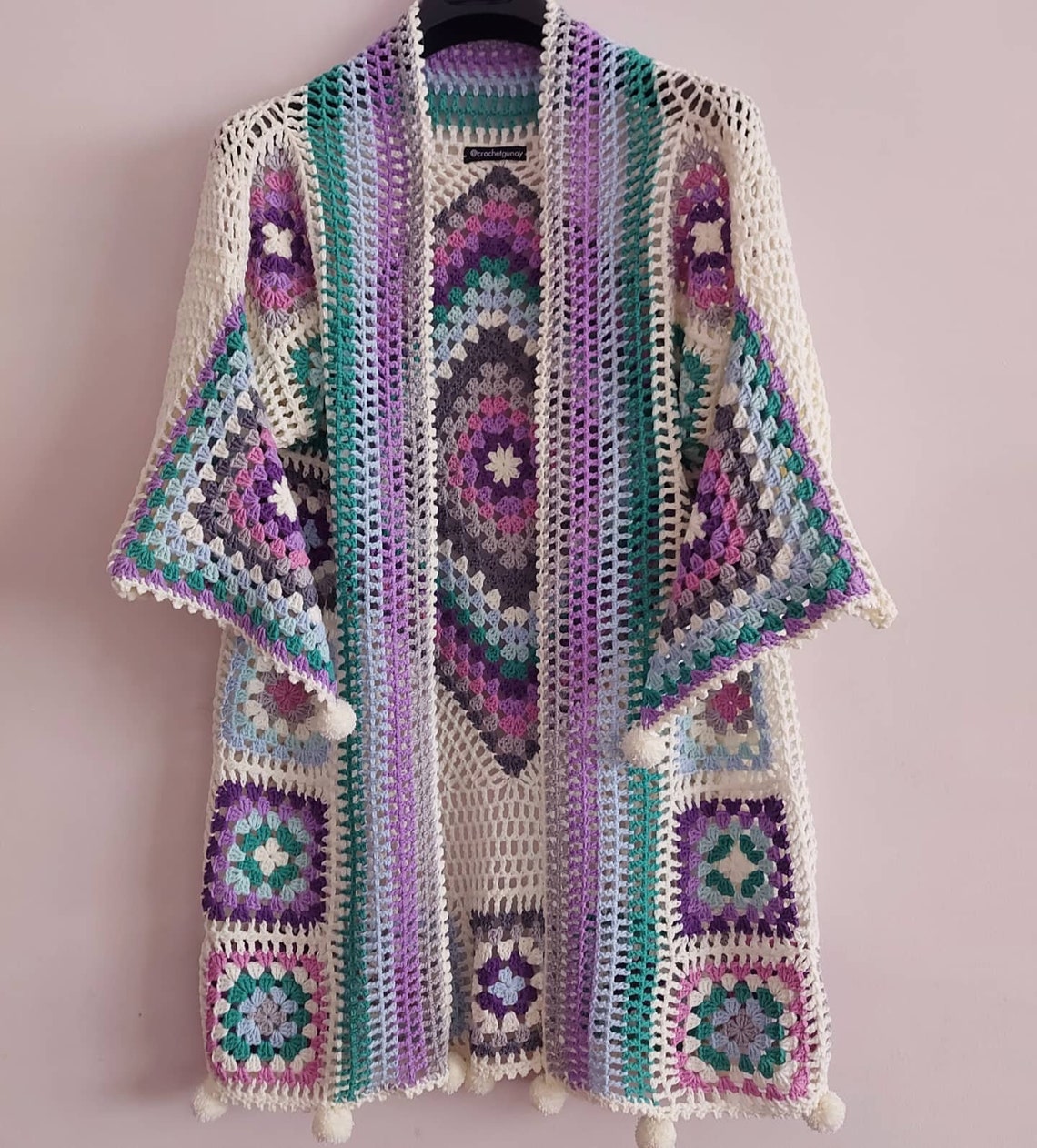Crochet Granny Square Cardigan Crochet Boho Jacket Patchwork - Etsy