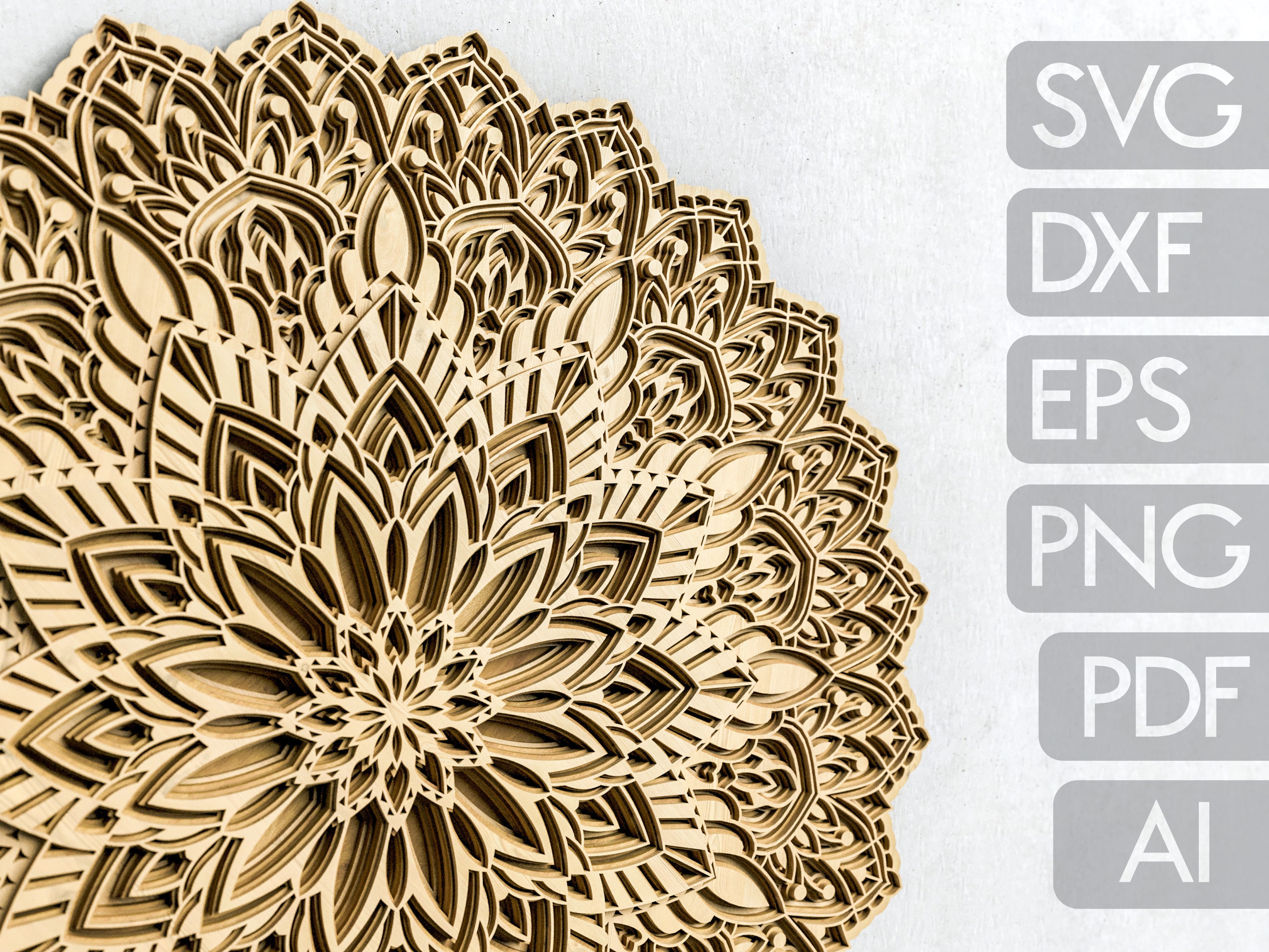Drawing & Illustration Digital Laser Cut Mandala Dxf Pattern Multilayer ...