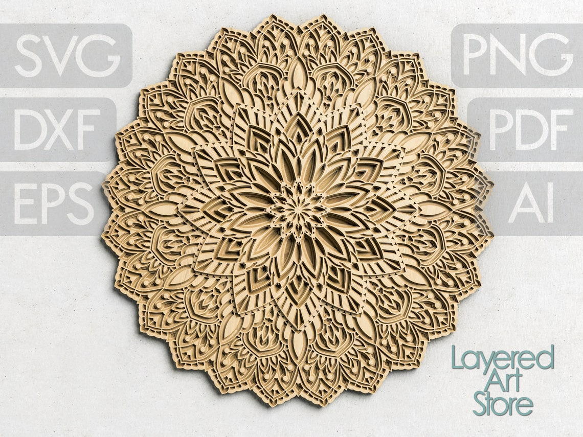 3D Mandala SVG Files, Layered Mandala DXF Cut Files, Laser Cut Mandala ...