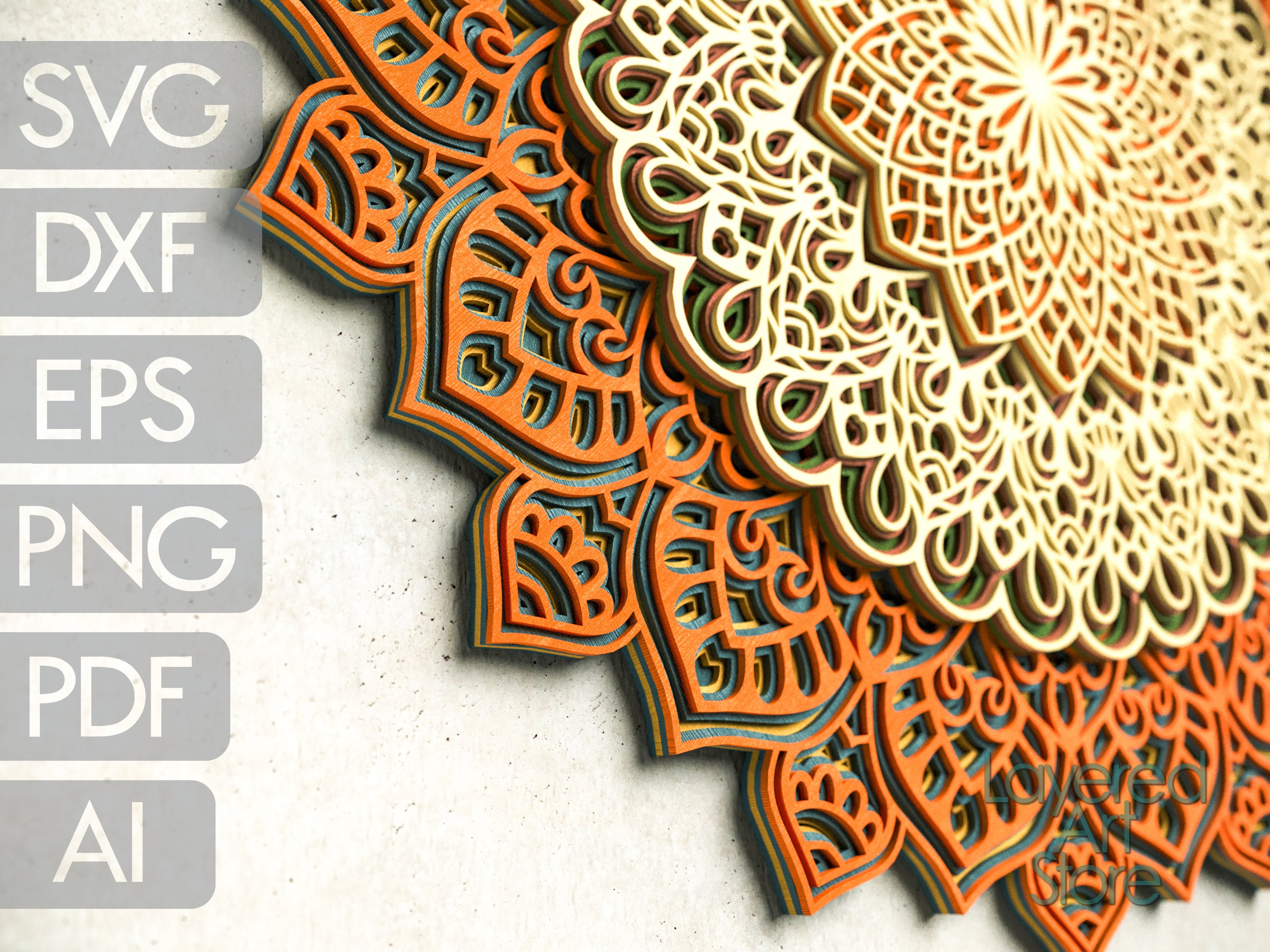 3D Mandala SVG Files Layered Mandala DXF Cut Files Laser Cut - Etsy