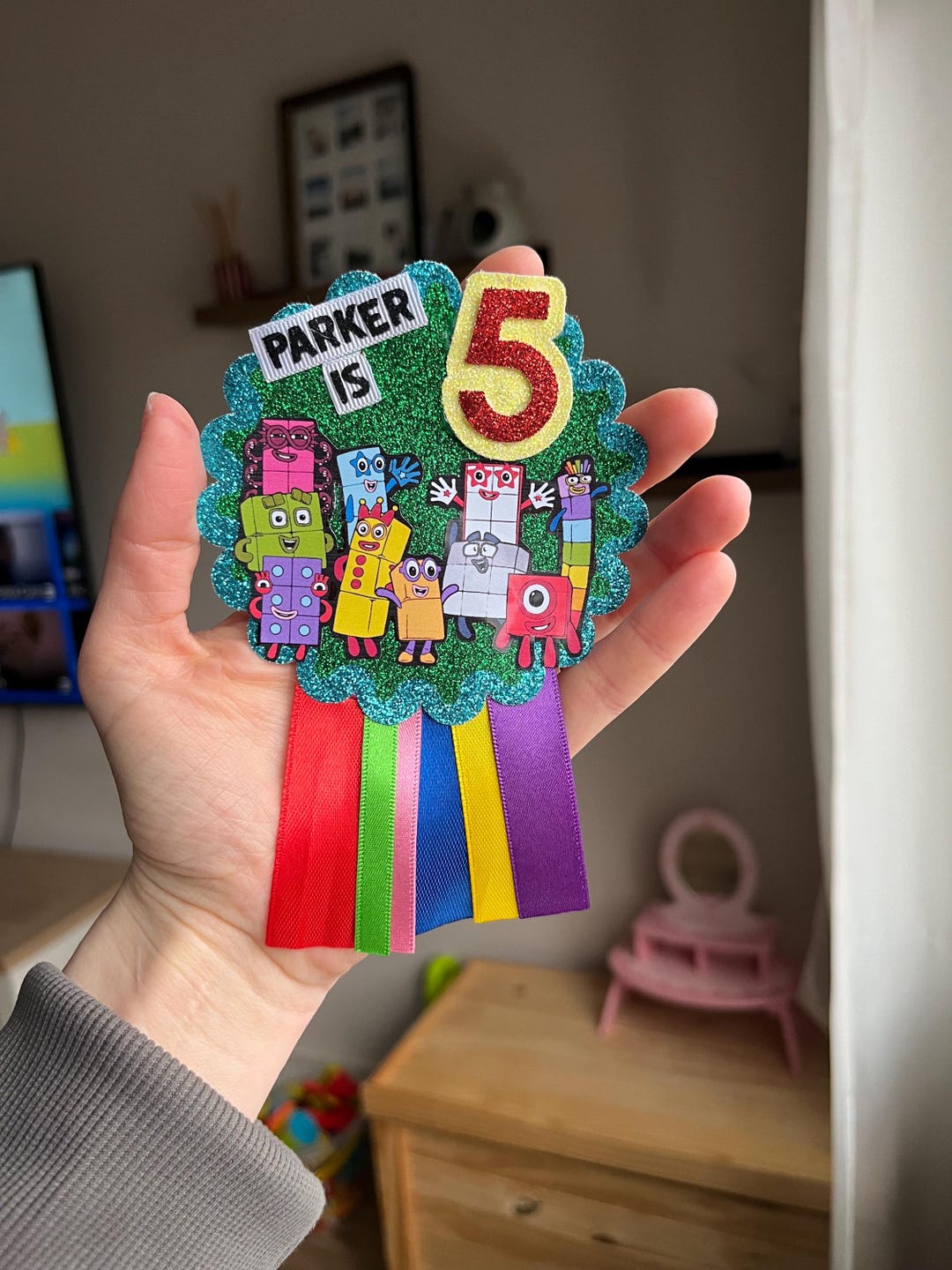 Personalised Birthday Badge, Number Blocks Birthday Badge, Fabric Badge ...