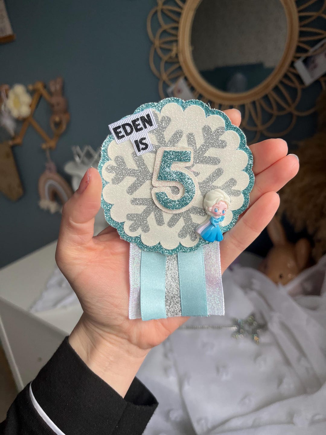 Personalised Birthday Badge, Frozen Elsa Birthday Badge, Fabric Badge ...