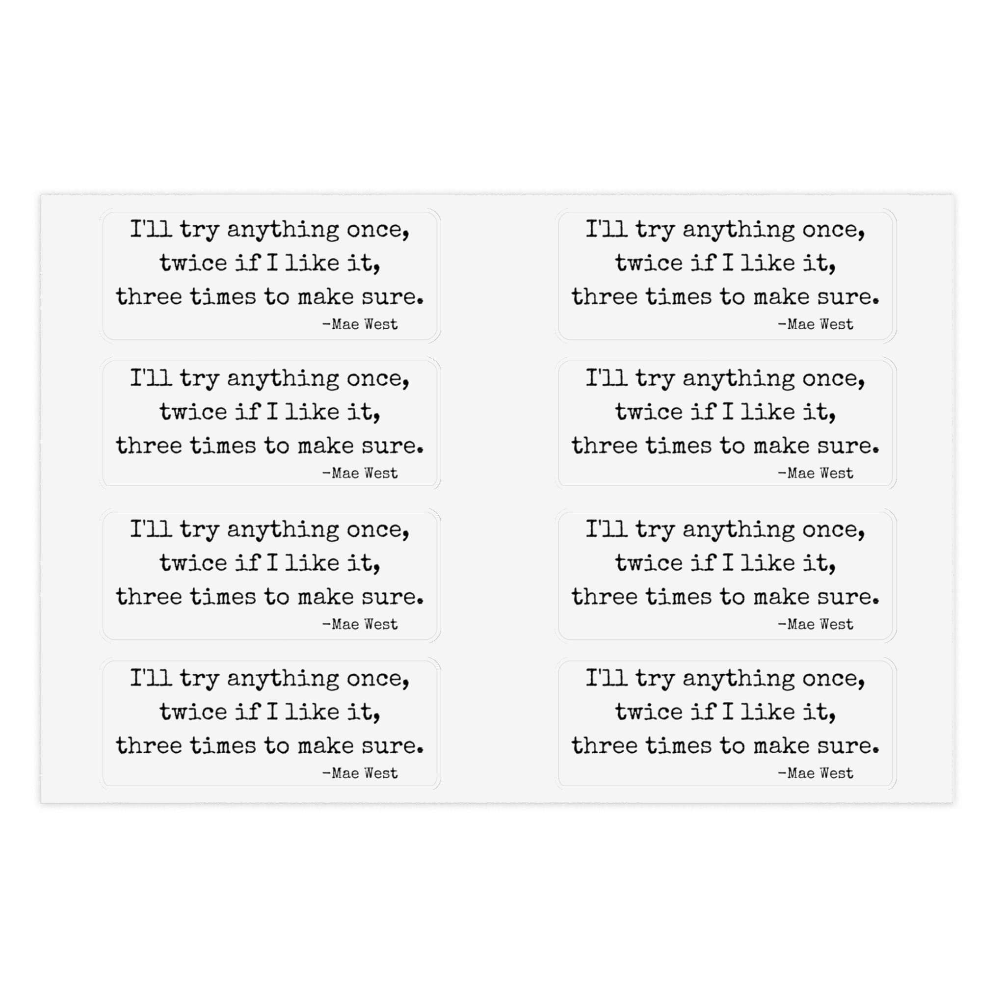 Mae West Quote Sticker Sheets Sticker Sheet Funny Sticker Karma Sticker ...