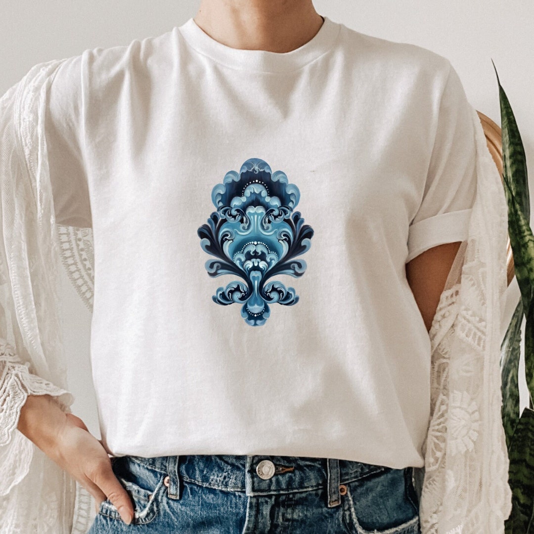 Blue and White Rosemaling T-shirt Rosemaling Tshirt for Women - Etsy