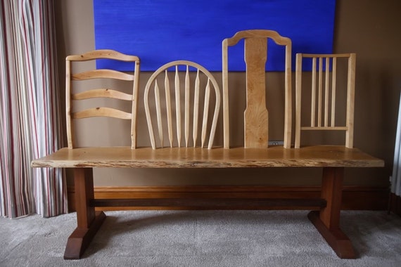 Wooden Bench in Reclaimed Oak and Mahogany With Vintage Chair - Etsy