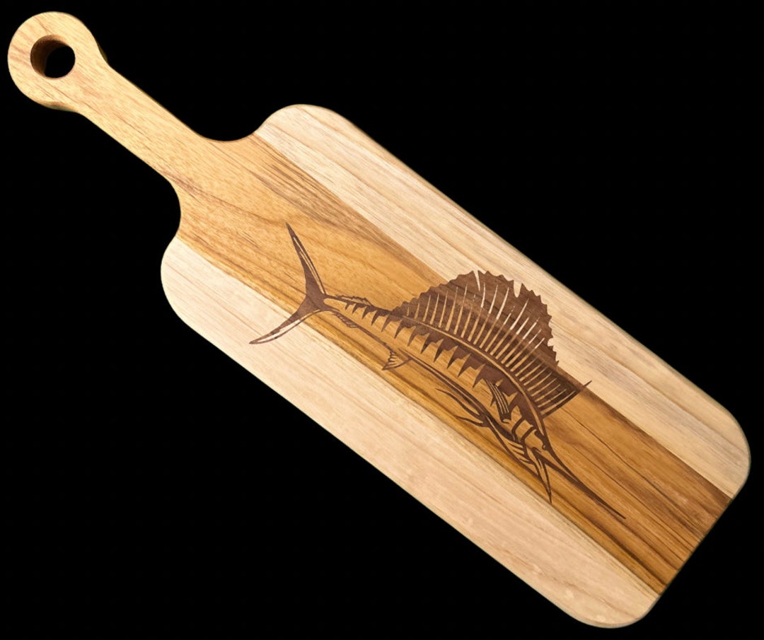 Teak With Walnut Inlay sailfish Design Charcuterie Board / - Etsy